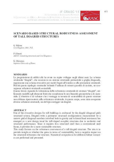 (PDF) SCENARIO BASED STRUCTURAL ROBUSTNESS ASSESSMENT OF TALL DIAGRID STRUCTURES