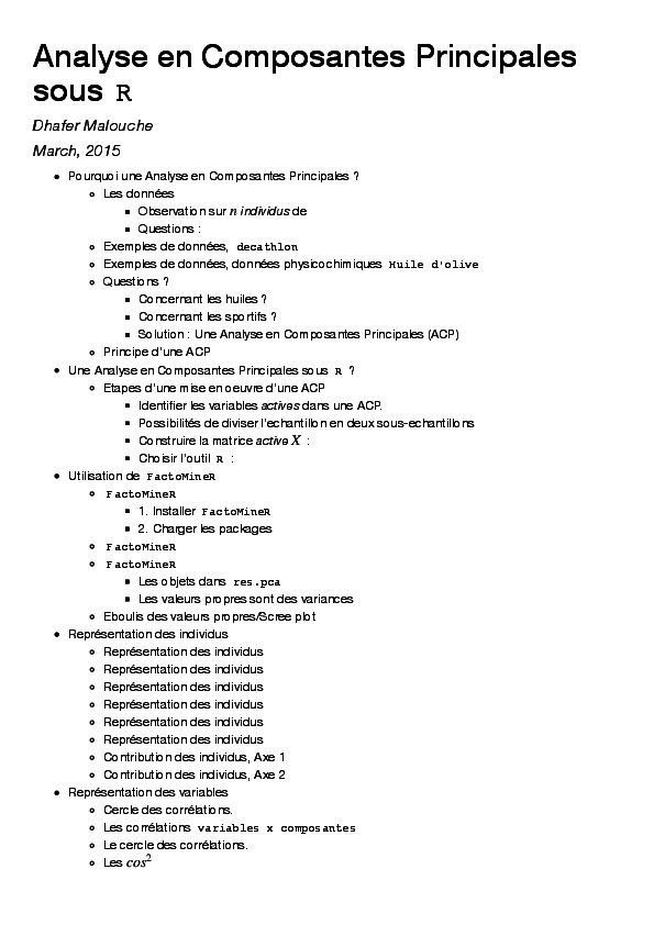 (PDF) Analyse en composantes principales sous R