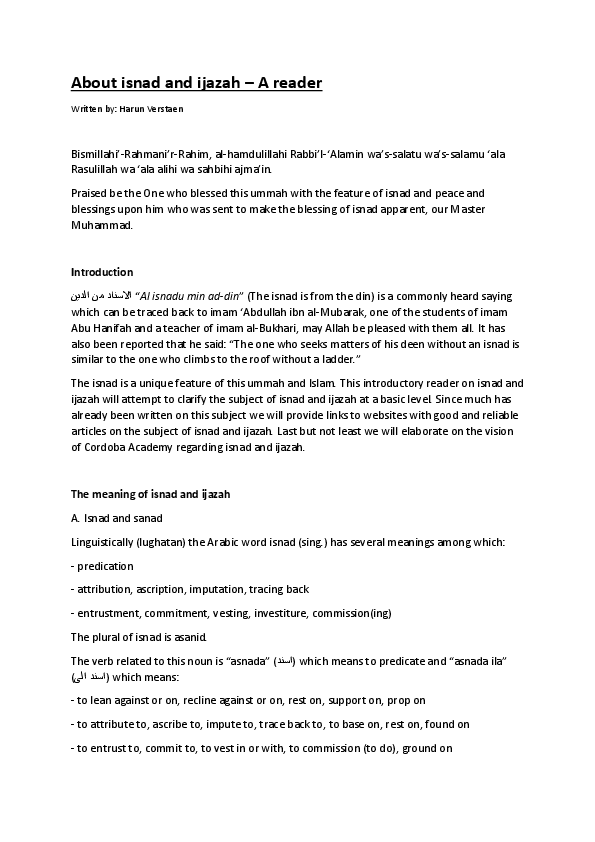 (PDF) Introduction to isnad