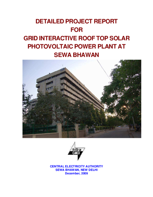 (PDF) DETAILED PROJECT REPORT FOR GRID INTERACTIVE ROOF TOP SOLAR ...