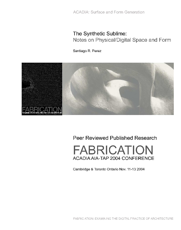 (PDF) The Synthetic Sublime: Notes on Physical/Digital Space & Form