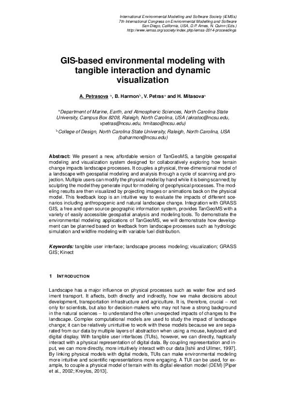 (PDF) GIS-based environmental modeling with tangible interaction and dynamic visualization