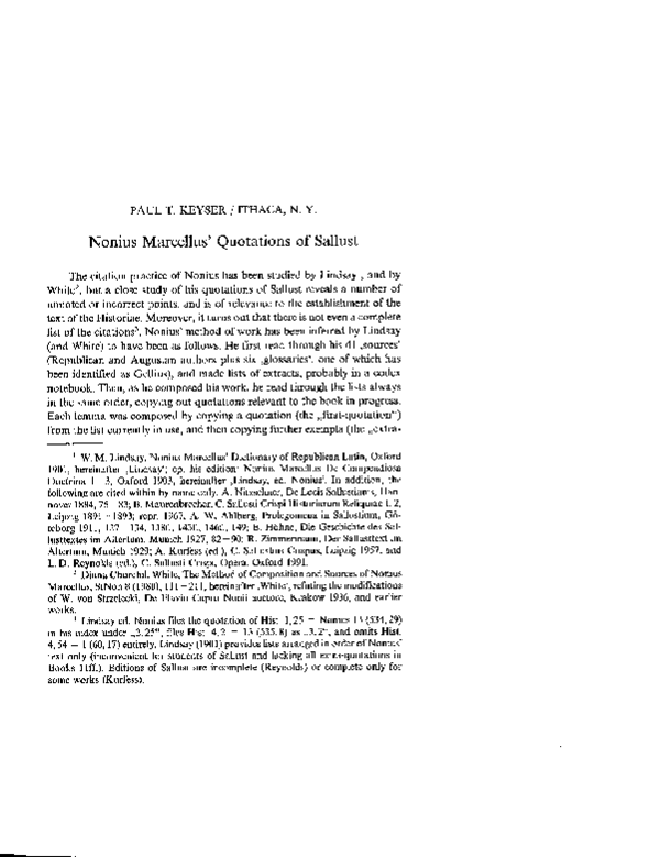 (PDF) Nonius Marcellus’ Quotations of Sallust