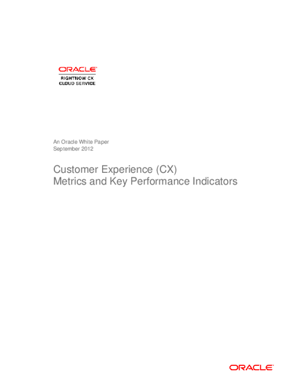 (PDF) Customer Experience (CX) Metrics and Key Performance Indicators