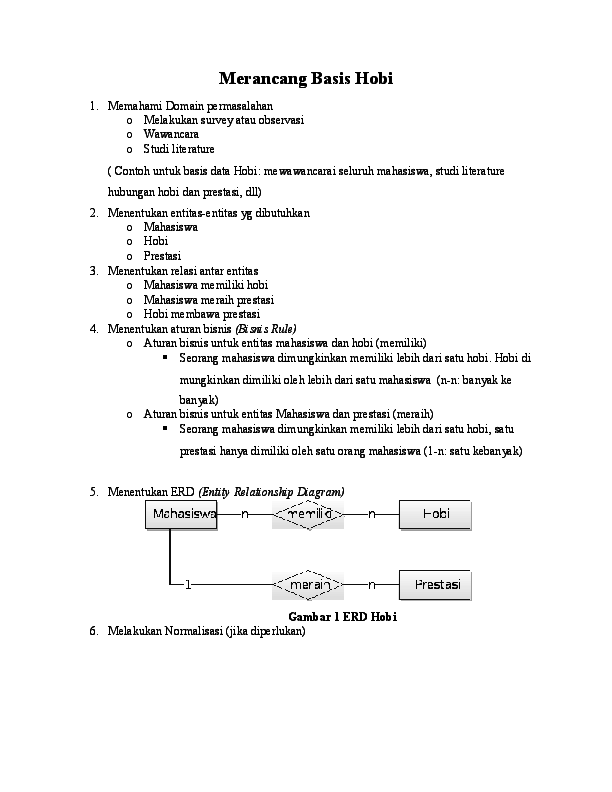 (DOC) Merancang basis data hobi