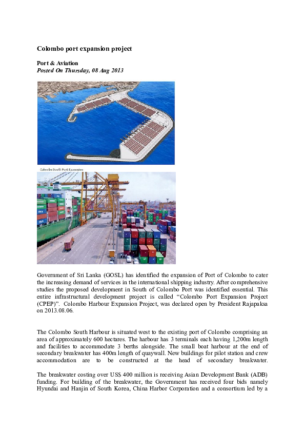 (DOC) Colombo port expansion project