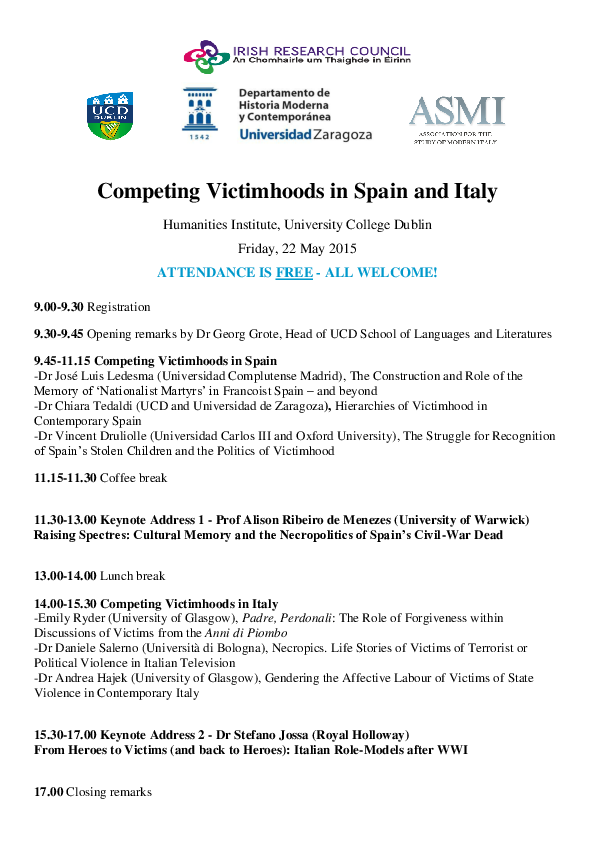 (PDF) Competing Victimhoods in Spain and Italy (programme)