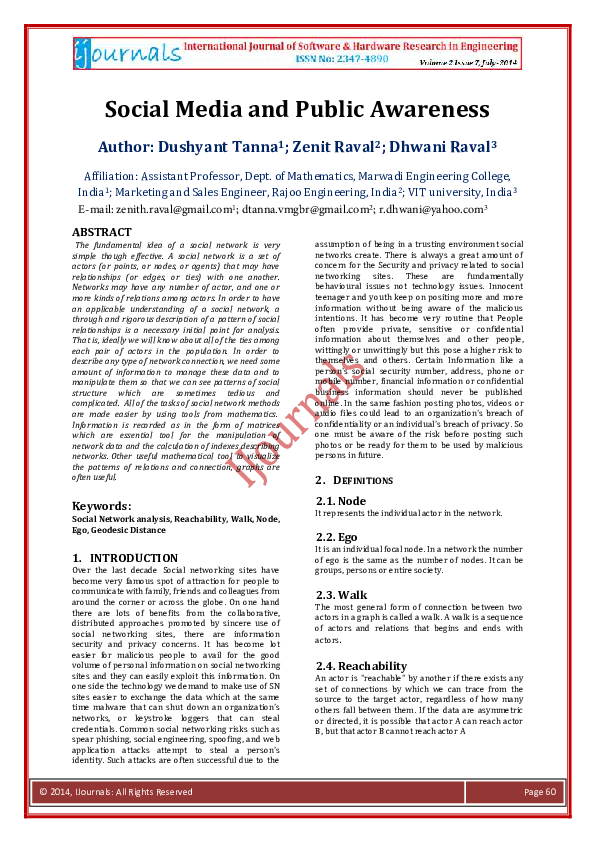 (PDF) Social Media and Public Awareness Final