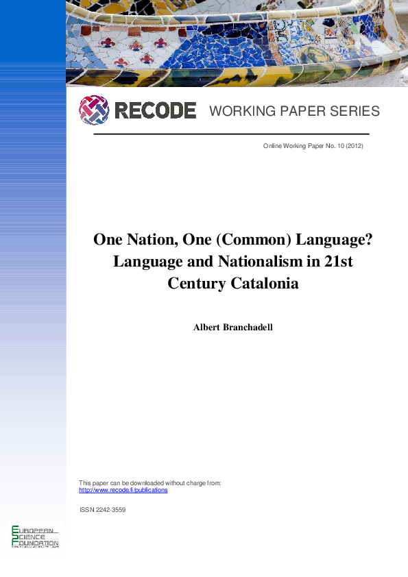 (PDF) One Nation, One (Common) Language? Language and Nationalism in ...