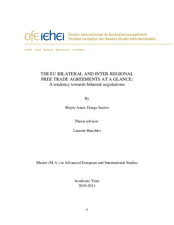 (PDF) THE EU BILATERAL AND INTER-REGIONAL FREE TRADE AGREEMENTS AT A ...