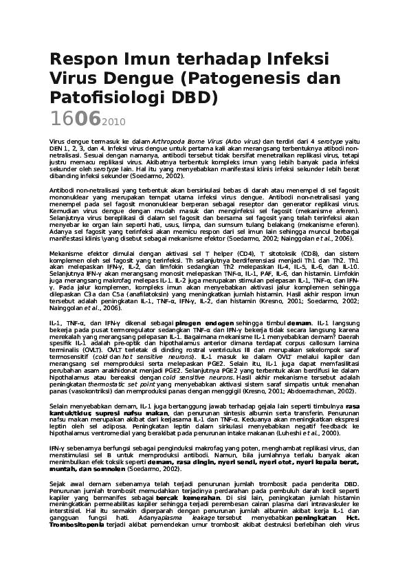 (DOC) Respon Imun terhadap Infeksi Virus Dengue (Patogenesis dan ...
