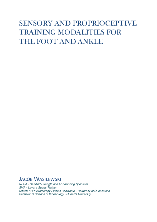 (PDF) Sensory and Proprioceptive Training Modalities for the Foot and Ankle