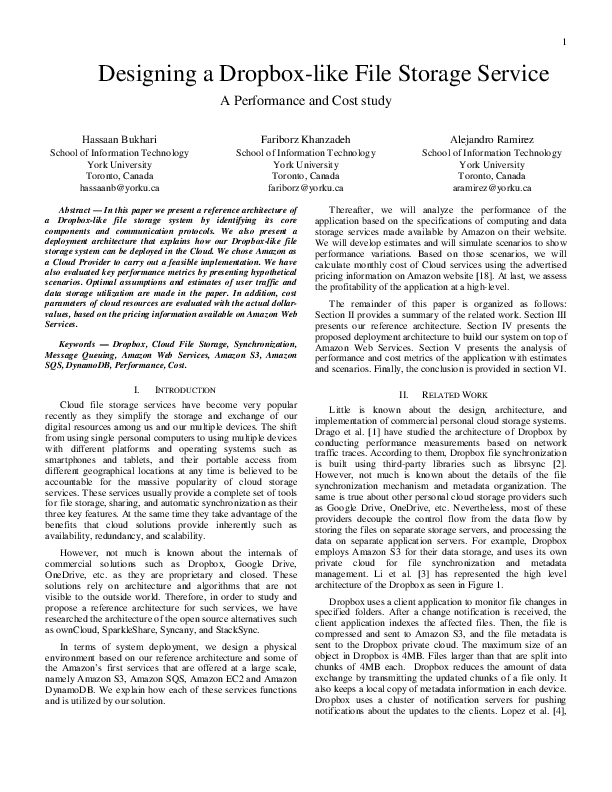(PDF) Designing a Dropbox-like File Storage Service