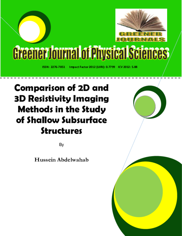 (PDF) Comparison of 2D and 3D Resistivity Imaging Methods in the Study of Shallow Subsurface ...
