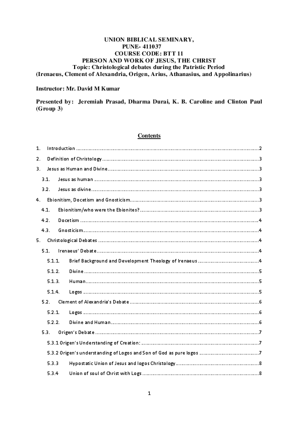 (PDF) Christological Debates in Early Church