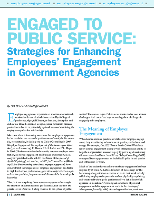 (PDF) Engaged to Public Service: Strategies for Enhancing Employees ...
