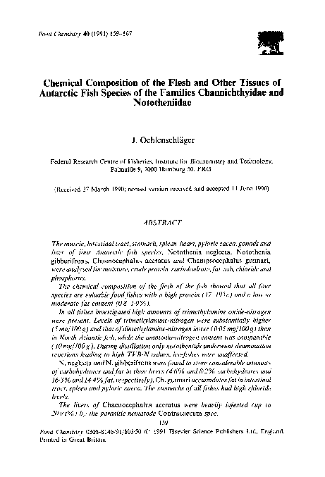 (PDF) Chemical Composition of the Flesh and Other Tissues of Antarctic ...