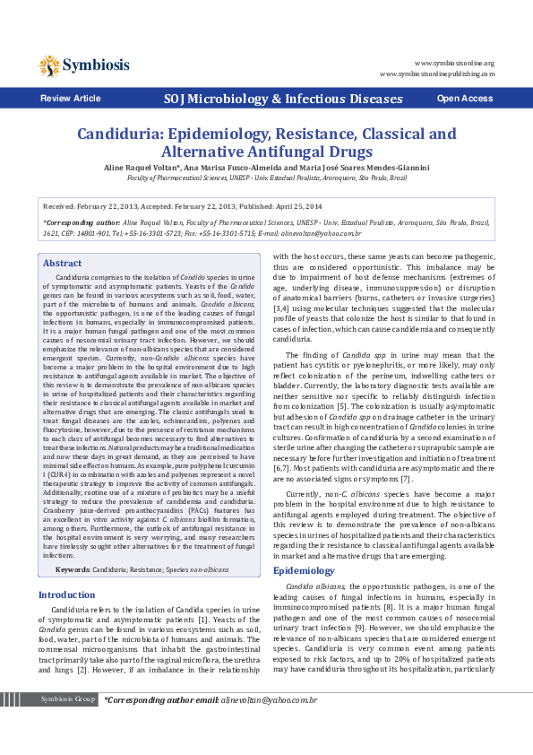 (PDF) Candiduria: Epidemiology, Resistance, Classical and Alternative ...