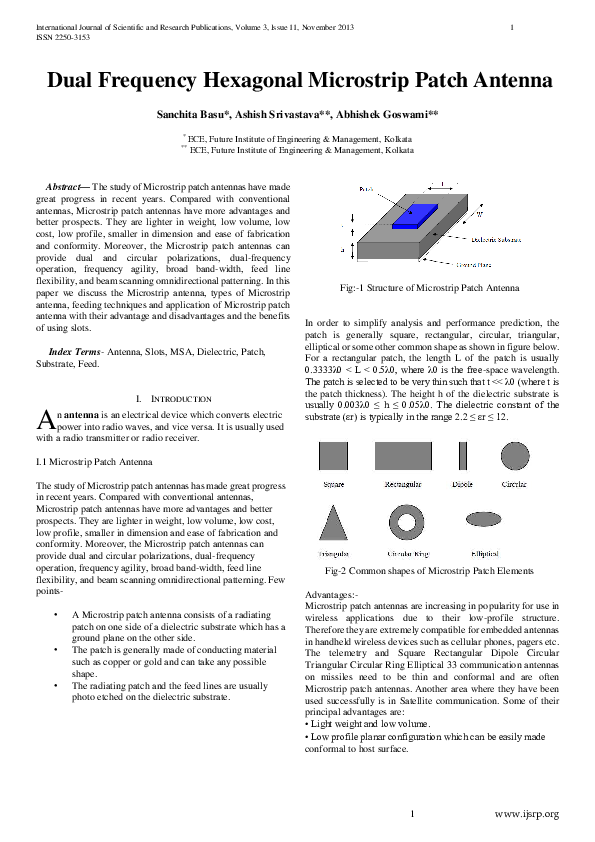 (PDF) Dual Frequency Hexagonal Microstrip Patch Antenna