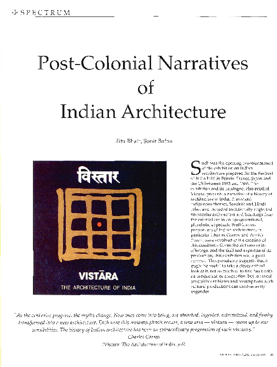 (PDF) Post-Colonial Narratives of Indian Architecture