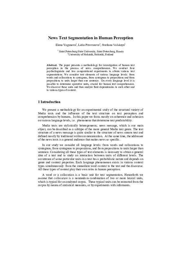 (PDF) News Segmentation in Human Perception // Natural Language ...