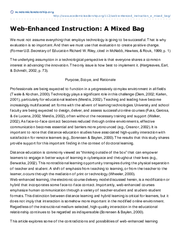 (PDF) Web-Enhanced Instruction: A Mixed Bag of Contradictions and ...