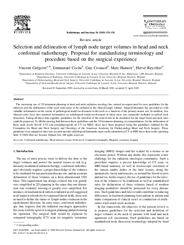 Selection and delineation of lymph node target volumes in head and neck ...