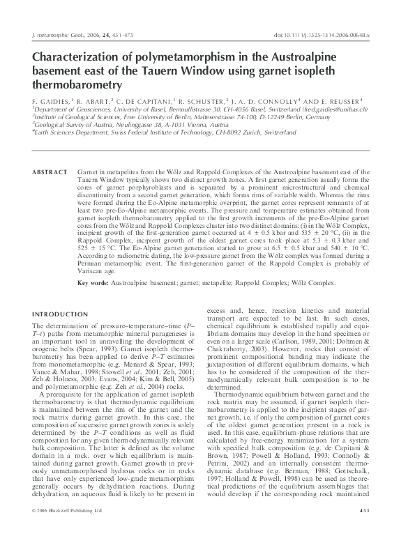 (PDF) Characterization of polymetamorphism in the Austroalpine basement ...