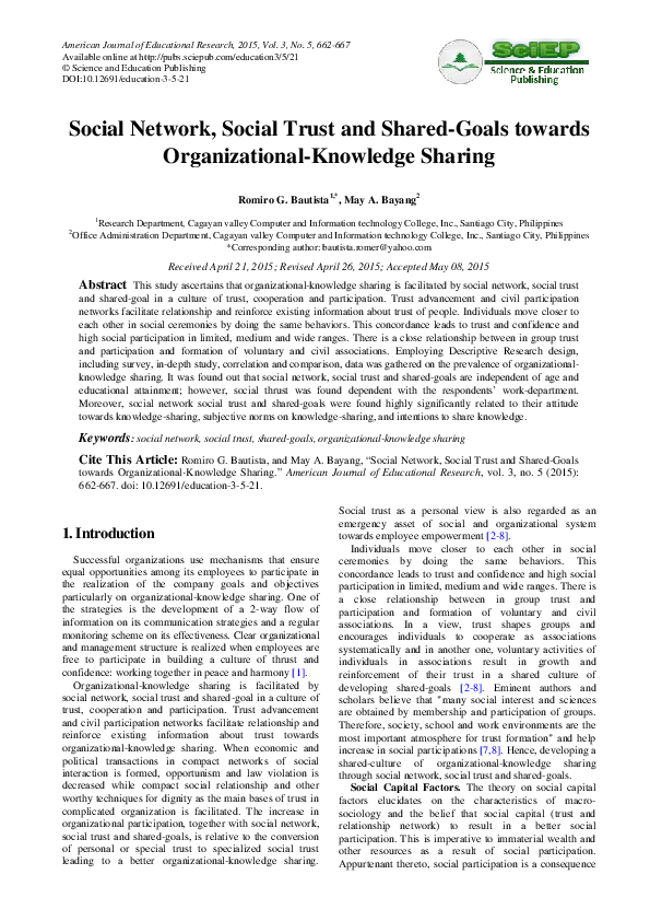 (PDF) Social Network, Social Trust and Shared-Goals towards ...