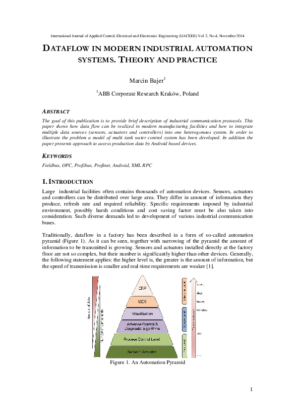 (PDF) DATAFLOW IN MODERN INDUSTRIAL AUTOMATION SYSTEMS. THEORY AND PRACTICE