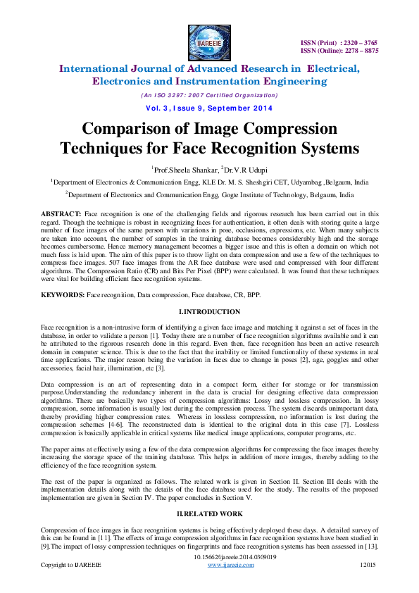 (PDF) Comparison of Image Compression Techniques for Face Recognition ...