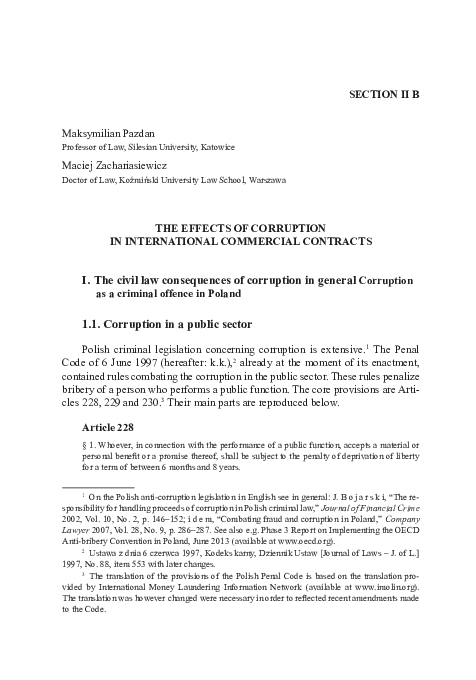 THE EFFECTS OF CORRUPTION IN INTERNATIONAL COMMERCIAL CONTRACTS