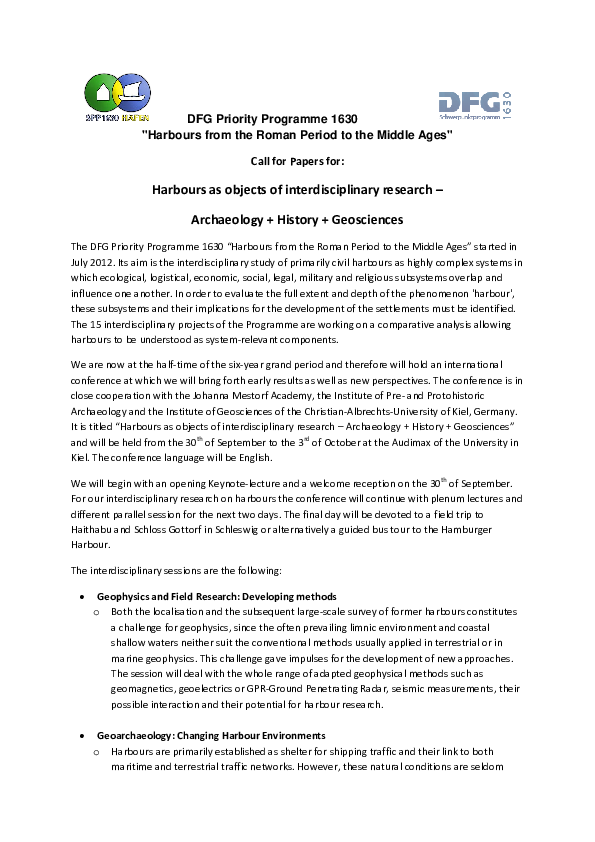 Conference "Harbours as objects of interdisciplinary research ...