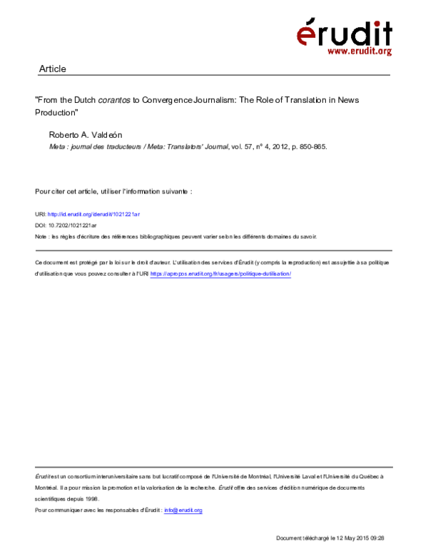 (PDF) From the Dutch corantos to convergence journalism.Introduction to ...