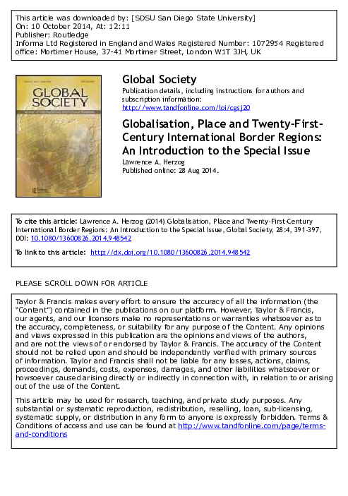 (PDF) Globalisation, Place and Twenty-First- Century International ...
