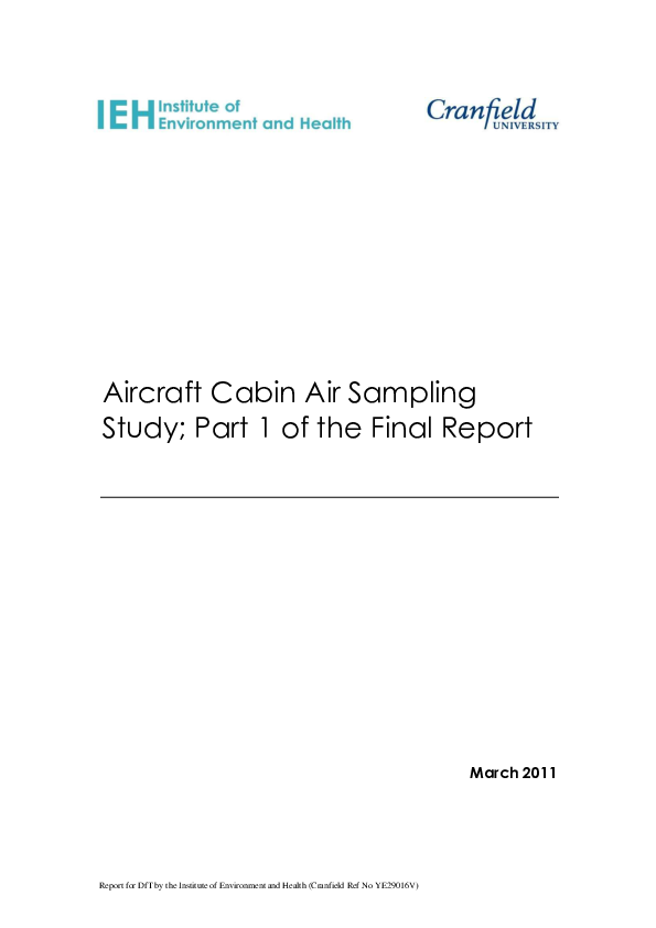 (PDF) Study on Aircraft Cabin Air Quality: Methodology and Results