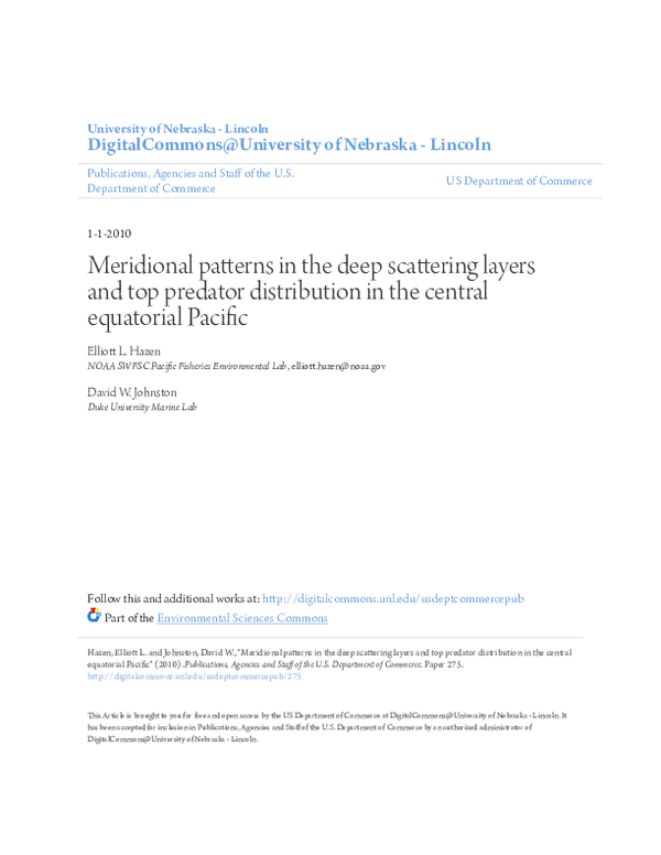 (PDF) Meridional patterns in the deep scattering layers and top ...