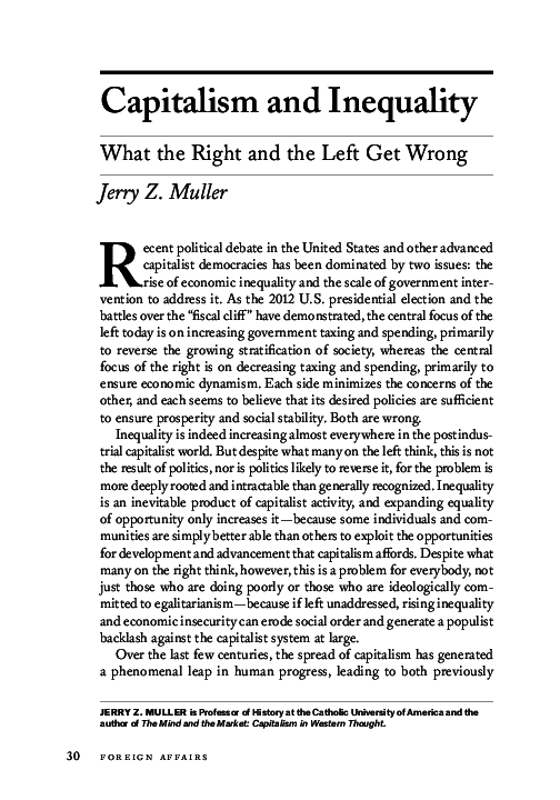 Capitalism and Inequality: What the Right and the Left Get Wrong