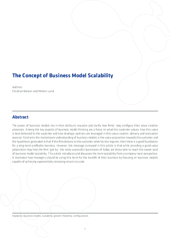 (PDF) The Concept of Business Model Scalability
