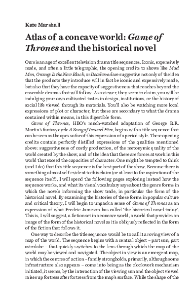 (PDF) Atlas of a Concave World: Game of Thrones and the Historical Novel