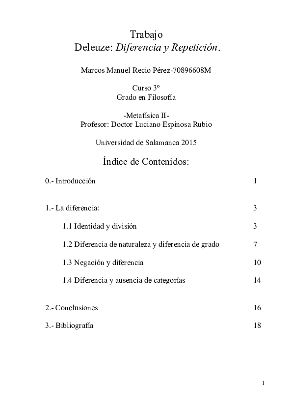 (PDF) Deleuze: Diferencia y Repetición