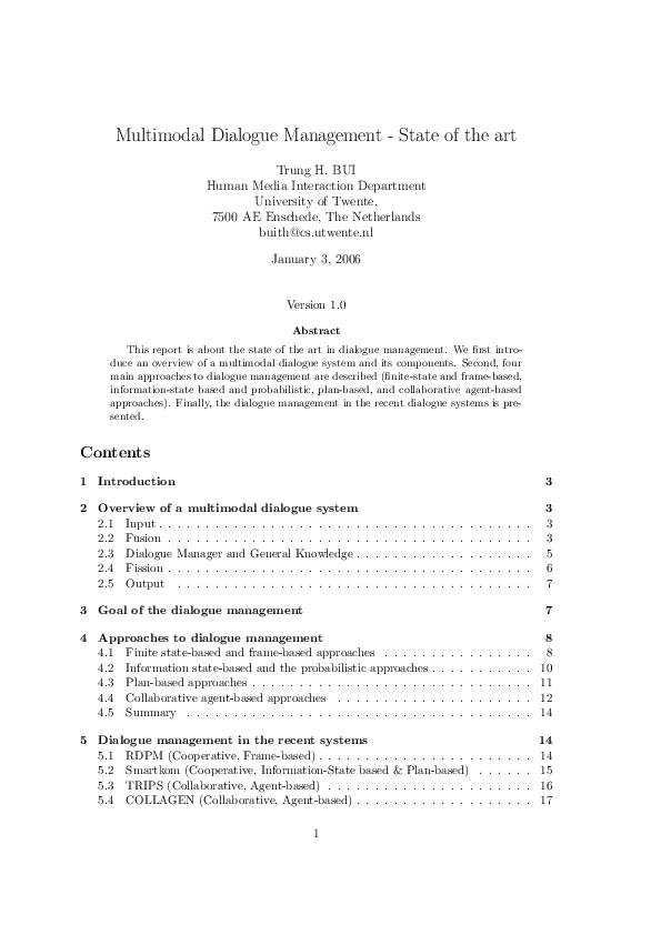 (PDF) Multimodal Dialogue Management - State of the art