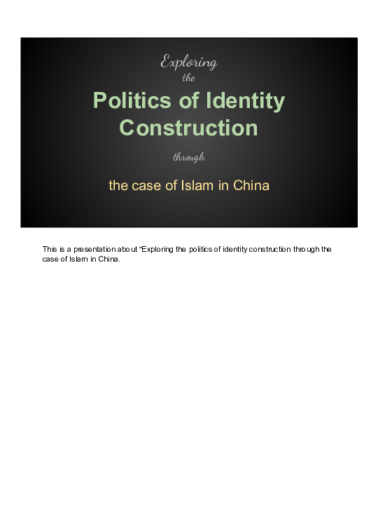 (PDF) Exploring the Political Construction of Identity through the Case ...