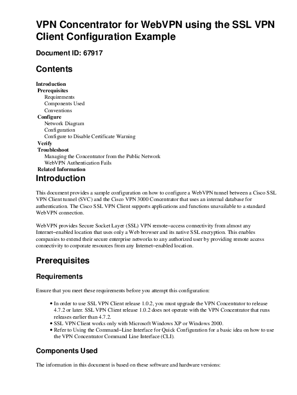 (PDF) VPN Concentrator for WebVPN using the SSL VPN Client ...