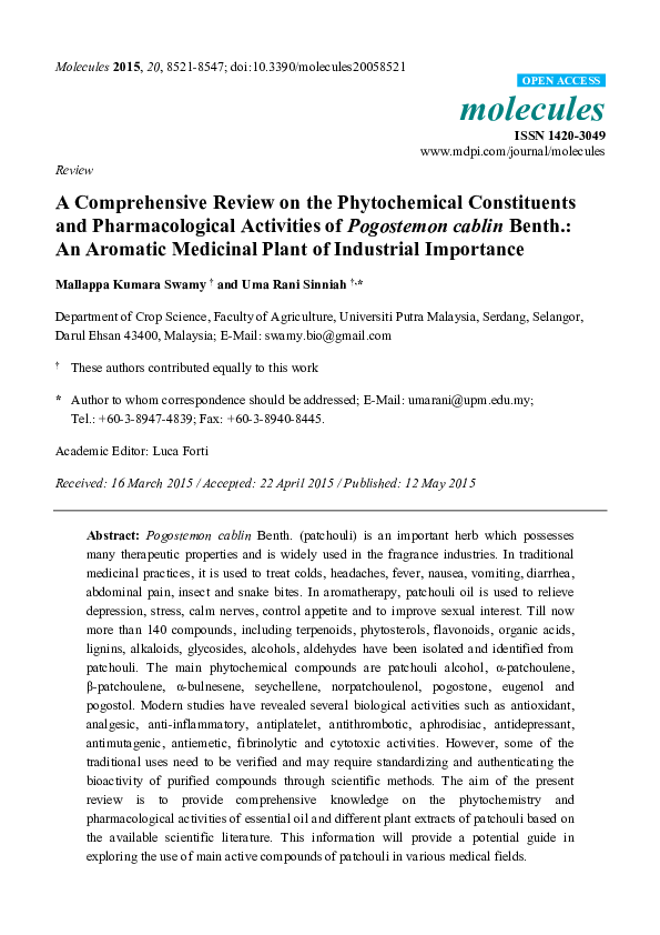 (PDF) A Comprehensive Review on the Phytochemical Constituents and Pharmacological Activities of ...
