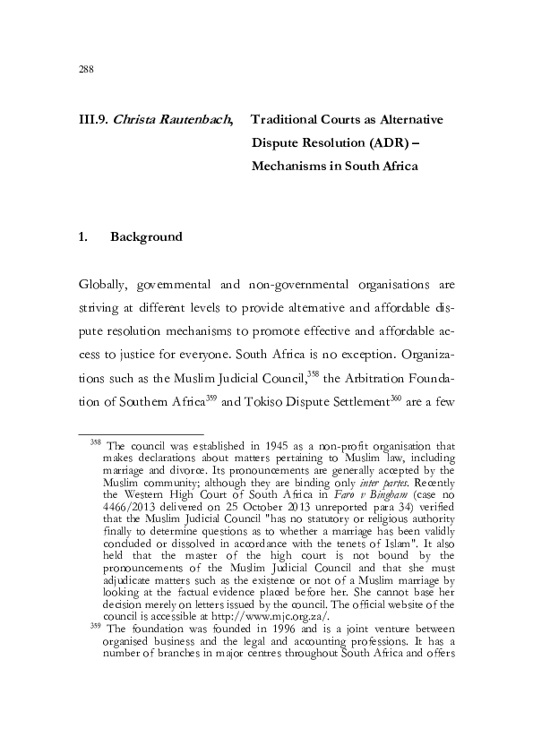 (PDF) Traditional Courts as Alternative Dispute Resolution (ADR ...