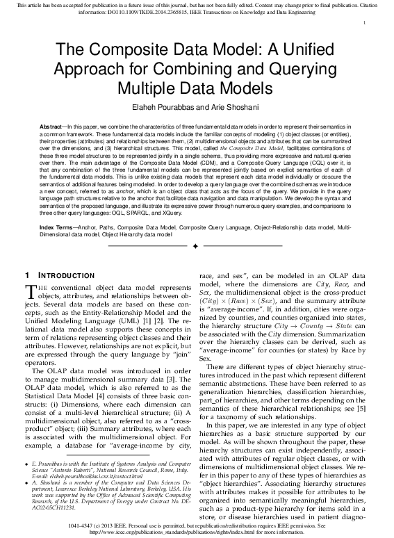 (PDF) The Composite Data Model: A Unified Approach for Combining and Querying Multiple Data Models