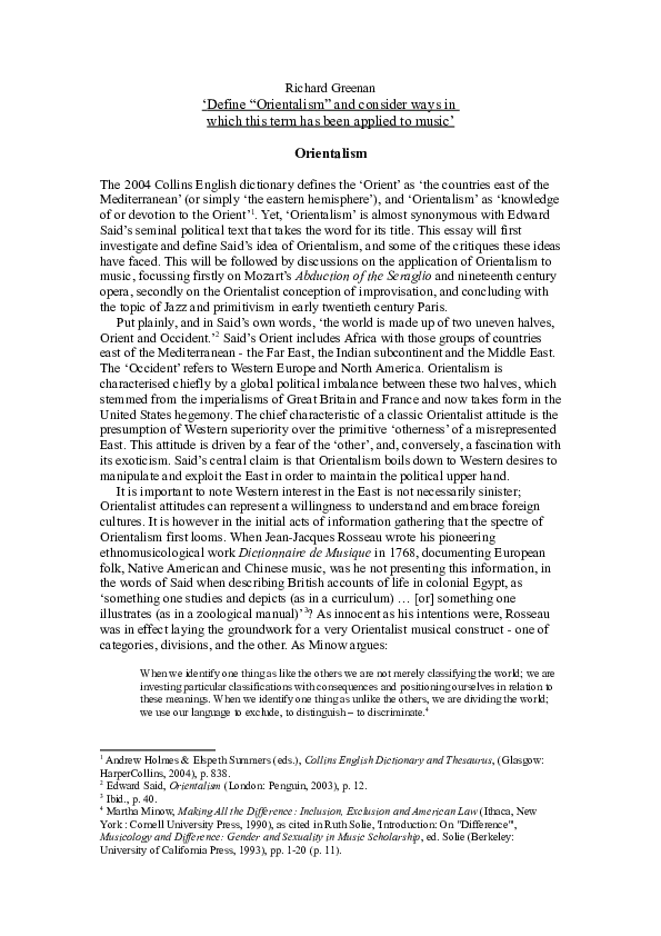 (DOC) From Mozart to Primitivism: Music and Orientalism