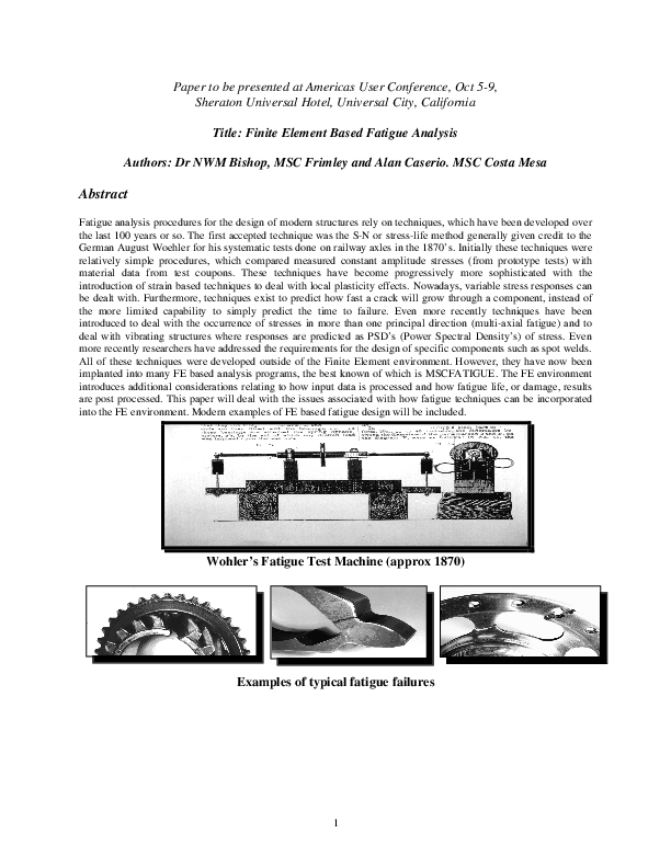 (PDF) Finite Element Based Fatigue Analysis