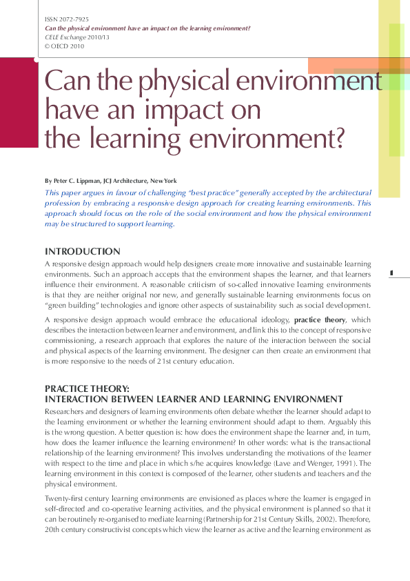 (PDF) Can the Physical Environment Have an Impact on the Learning ...